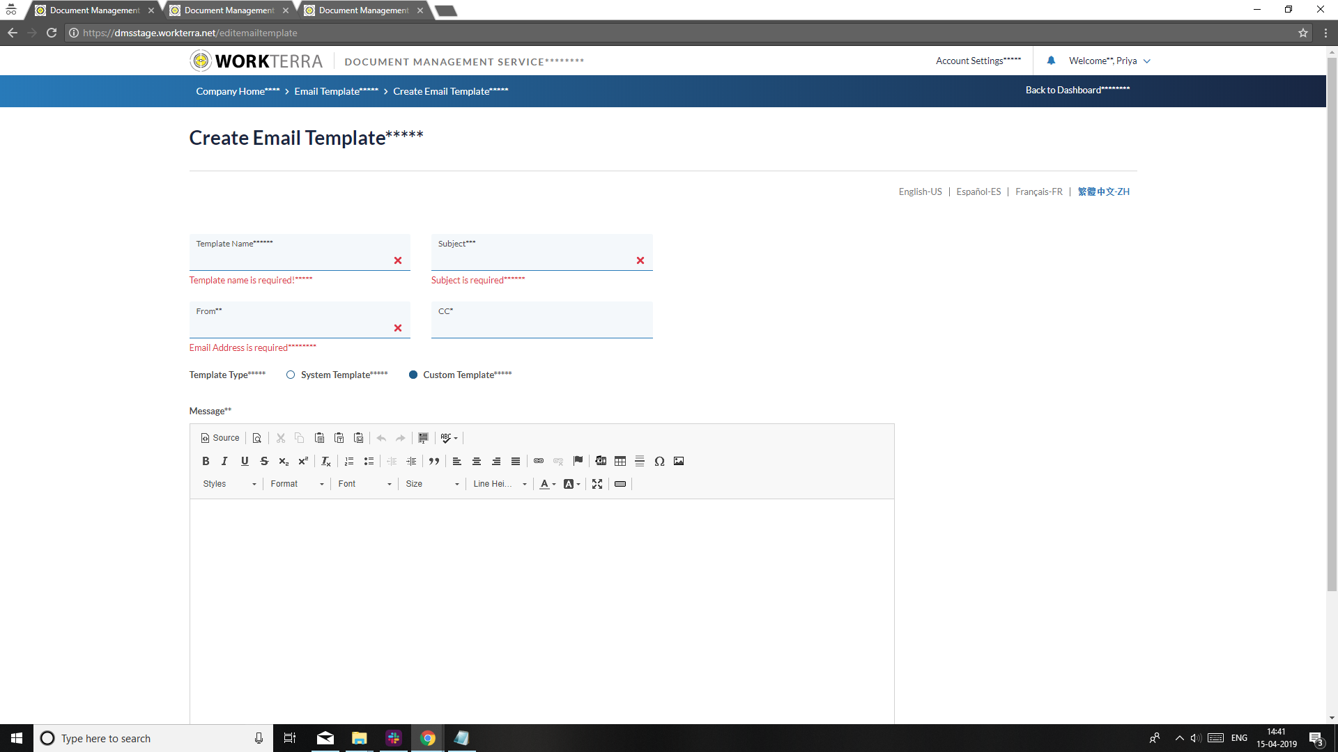Dms 1081 Dms Localization All Language Email Templates Edit Workterra Jira